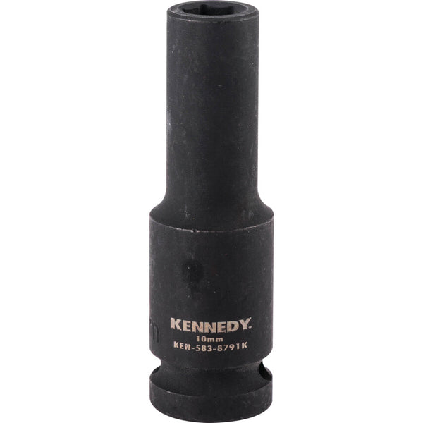 1/2in. Drive, Deep Hex Impact Socket, 10mm, Metric, Black Oxide Finish ...